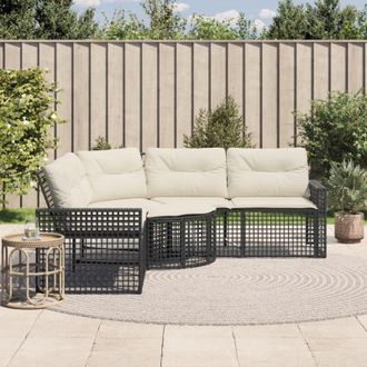 vidaXL Canapé de jardin et coussins et repose-pied en forme de l rotin Vidaxl