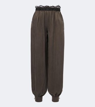 Jacques Wei Pantalon ballon &agrave; finitions en cuir