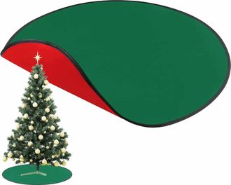 Generic Weihnachtsbaum-Bodenschutz Weihnachtsbaum-Bodenmatte,wasserdichte runde Teppiche Bodenschutzmatte Sch&uuml;tzender roter und gr&uuml;ner f&uuml;r Winterweihnachten u