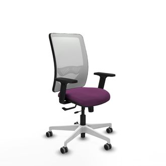 Piqueras y Crespo B&uuml;rostuhl, ideal zum Arbeiten mit 2D-Armen, h&ouml;henverstellbare Lendenwirbelst&uuml;tze, ausgestattet mit Syncro/Traslack und Schneideschaum, Wei&szlig;/Violett