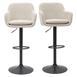 Miliboo Miliboo - Tabourets de bar r&eacute;glables tissu effet velours beige et m&eacute;tal (lot de 2) amika