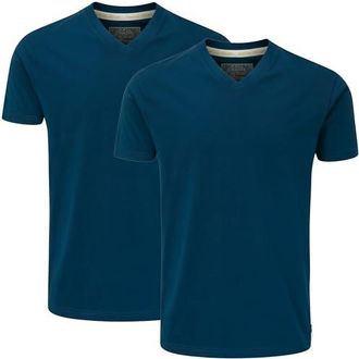 Charles Wilson Pack de 2 T-Shirts Unis &agrave; Col V (XL, Poseidon Blue (1024))