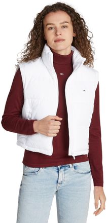 Tommy Jeans Damen Weste Essential Puffer Vest Cropped, Weiß (White), XS