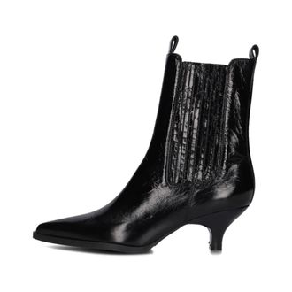 Lina Locchi Schwarze Leder Stiefeletten AV 258 - - Shoes - Damen - Schwarzk - 39 EU