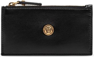 Versace Femme, Accessoires, Noir, Taille: ONE Size Porte-cartes zipp&eacute; Embl&egrave;me en cuir