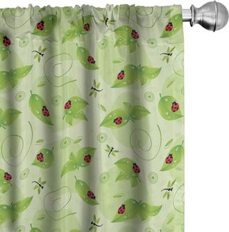 Abakuhaus Marienkäfer Vorhänge, Gardinen, Laub Libellen, Fensterbehandlungen für Wohnzimmer Schlafzimmer Dekor, 2 Stück 75 cm b x 175 cm h, Hellgrün Vermilion