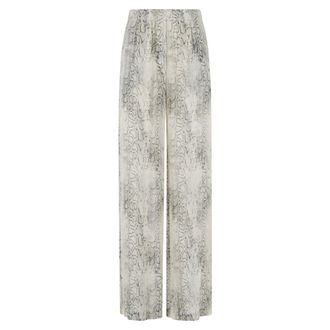 Federica Tosi Femme, Pantalons, Gris, Taille: 38 FR Pantalon fluide en georgette &agrave; imprim&eacute; python