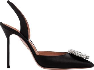 Aquazzura Femme, Chaussures, Noir, Taille: 40 EU Crystal Hoop Sling 105