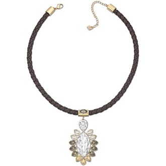 Swarovski Alabaster Pendant Gold-Plated Leather Cord