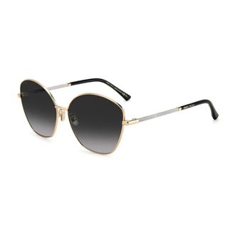 Jimmy Choo London Femme, Accessoires, Jaune, Taille: ONE Size Lunettes de Soleil en M&eacute;tal Dor&eacute; avec Verres Gris