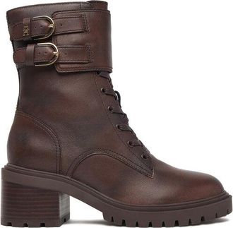 Tommy Hilfiger Schn&uuml;rschuhe Block Heel Buckled Lace-Up Boot FW0FW09578 Braun