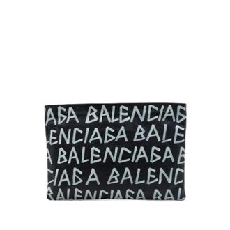 Balenciaga Pre-owned Vintage Printed Leather Clutch - Femme - Pre-owned - Noir - Taille: ONE Size