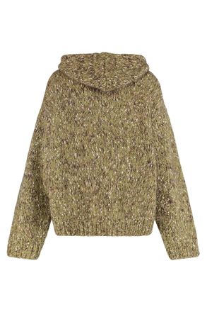 Miu Miu Womens Hooded Zipper Sweatshirt Green Cotton Sweatshirts Sweater