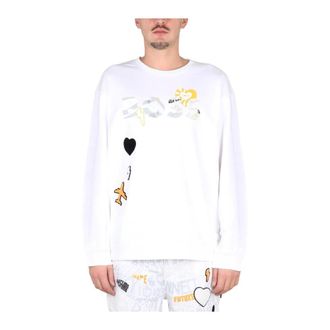 HUGO BOSS Homme, Sweatshirts et sweats &agrave; capuche, Blanc, Taille: XL Pull &agrave; Manches Longues et Col Rond avec Imprim&eacute; Graphique