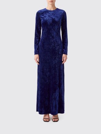 Semicouture Robe fourreau longue en velours &agrave; encolure ronde