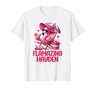 BDAZ Flamazing Hayden Pink Flamingo Tropical Beach Trip Damen T-Shirt