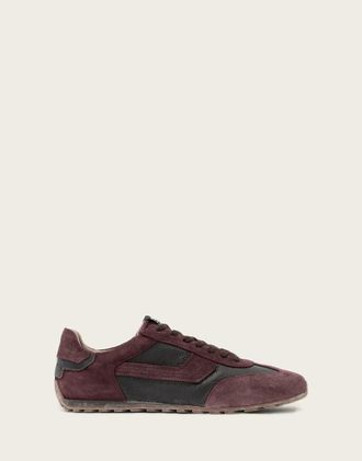 AllSaints Liam Hex baskets basses en cuir bordeaux-Rouge