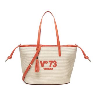 V&deg; 73 Stroh Effekt Tragetasche mit Logo - - Bags - Damen - Beige - ONE SIZE