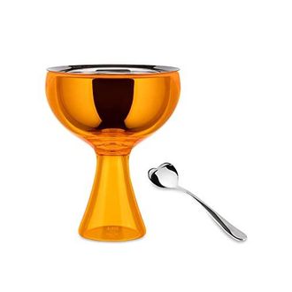 Alessi Big Love AMMI01S O - Set Composé de Une Coupe à Glace en Acier Inoxydable 18/10 et Résine Thermoplastique et Une Cuillère à Glace en Acier Inoxydable 