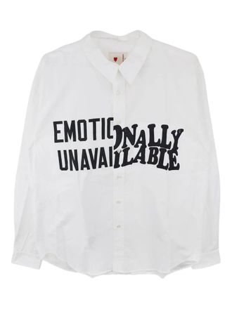 Emotionally Unavailable Hemd mit Logo-Print - Wei&szlig;