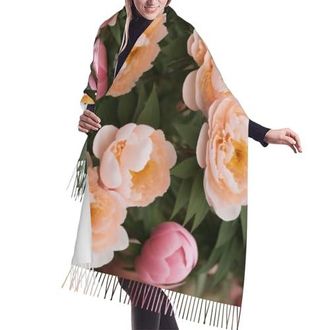 Generic épais Foulard Echarpe Pivoines imprimées Châle Doux Shawl pour Mariage Homme Party 68X196cm