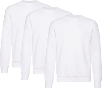 Fruit Of The Loom Herren Classic Set In Sweat, 3 Pack Sweatshirt, 3X Weiss + 1 HL Kauf Notizblock, XXL (3er Pack)