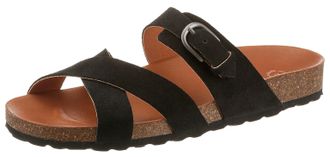 Verbenas Pantolette VERBENAS RUBI SERRAJE, Damen, Gr. 41, schwarz, Veloursleder, unifarben, Schuhe Pantolette, Sommerschuh, Hausschuh, Urlaubsschuh mit verstel