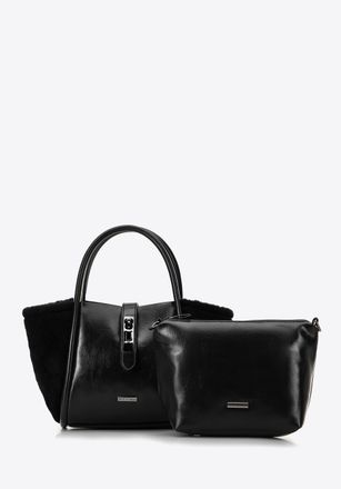 Wittchen Damenkoffer aus gl&auml;nzendem &Ouml;ko-Leder, schwarz