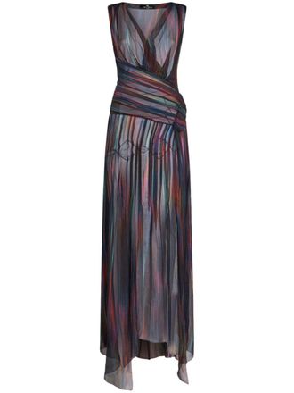 Etro robe longue en soie imprim&eacute;e - Noir