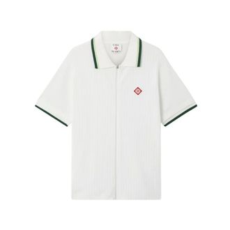 Casablanca Casablanca - Chemise zipp&eacute;e en velours &agrave; rayures - Homme - Chemises - Blanc - Taille: XL