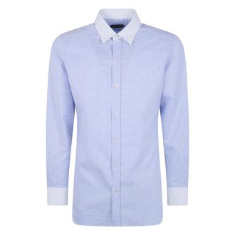 Tom Ford Homme, Chemises, Bleu, Taille: XL Chemise Coupe Slim Structure Tridimensionnelle