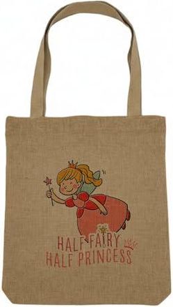 Fabulous Sac Shopping Tote Bag Aspect Lin - Half Fairy Half Princess Original Drawing Illustration - Sac de Courses Toile Epaisse 360g Beige Naturel Cabas Port