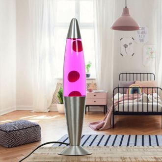 Licht-Erlebnisse Retro Lavalampe Pink 42cm hoch jenny - Pink, Silber