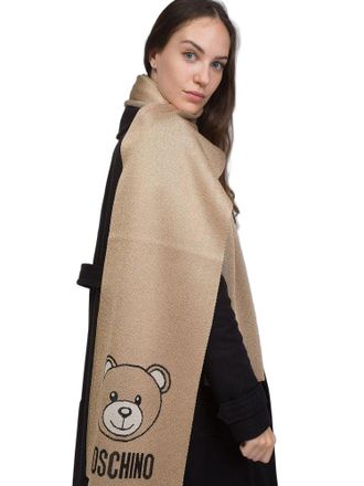 Moschino Womens Scarf Brown Viscosa Accessories Viscose Polyamide Polyester