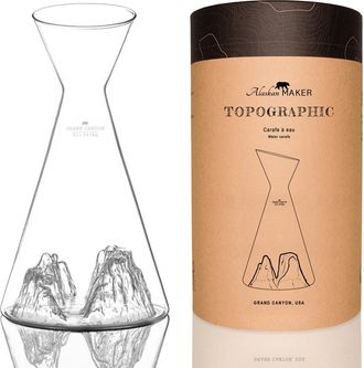 Alaskan Maker Wasserkaraffe 1 l | Hochwertiges mundgeblasenes Kristallglas mit Bergrelief | TOPOGRAPHIC (Grand Canyon)
