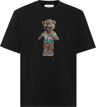 Philipp Plein Homme, Tops, Noir, Taille: L T-Shirt Col Rond Teddy