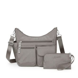 Baggallini Damen Umhängetasche, 27,9 X 22,9 X 11,4 cm, RFID-hobo-Tasche Modern Everywhere Bag, Sterling Shimmer