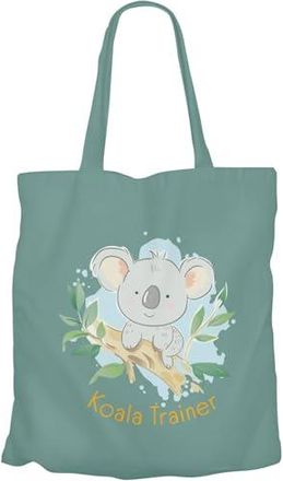 Fabulous Tote Bag Sac Shopping en Toile Turquoise - Koala Trainer Drawing Original Cute - 10 L