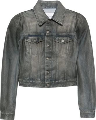 7 For All Mankind Femme, Vestes, Gris, Taille: 40 FR Veste Trucker Manches Bouffantes