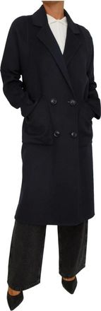 Fracomina Femme, Manteaux, Bleu, Taille: 40 FR Long Coat Over Fit Double-Breasted