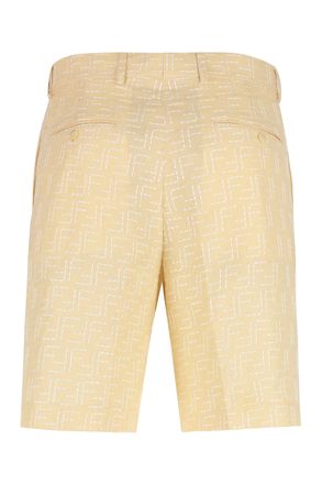 Fendi Linen-Cotton Bermuda Shorts - Beige