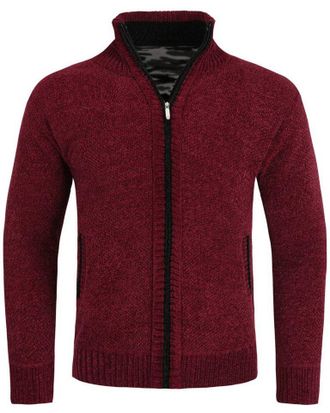AlltheMen Strickjacke mit Stehkragen Cardigan Uni Grobstrick Pullover