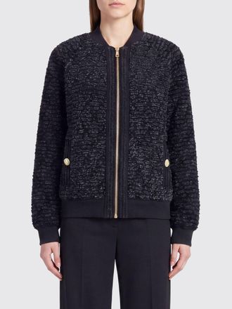 Balmain Blouson aviateur court en boucl&eacute; avec fermeture zipp&eacute;e et poches italiennes