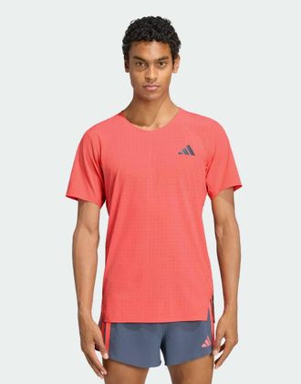 adidas Adizero t-shirt de running en semi turbo-Rouge