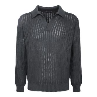 Dell'Oglio Ajourmuster-Pullover - - Knitwear - Herren - Gr&uuml;n - L