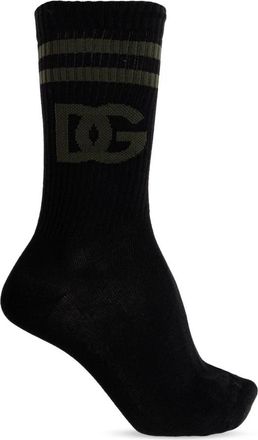 Dolce & Gabbana Homme, Sous-v&ecirc;tements, Noir, Taille: XL Chaussettes en coton avec logo Jacquard