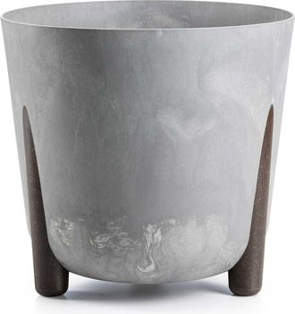 HowHomely Schwarz Blumentopf Kunststoff mit Braunen Füßen | ECO Pflanzschalen Ø 34,1 x H 32 cm | Leichter und Stabiler Blumenübertopf für Indoor oder Balkon und