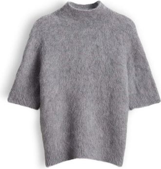 someday Kurzarmpullover Tuomina aus weichem Strick Verk&uuml;rzte Boxy-Silhouette mit Stehkragen und Strickb&uuml;ndchen