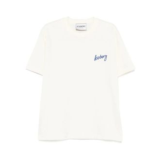 Iceberg Homme, Tops, Blanc, Taille: XL T-shirt Blanc Col Rond Brodé