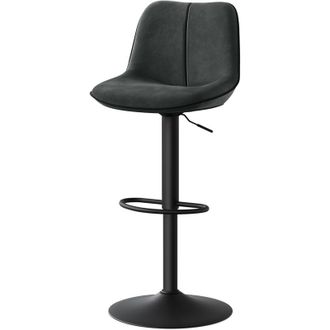 Vasagle Lot de 2 Tabourets de Bar, R&eacute;glables en Hauteur, Pivotants, Velours, Gris